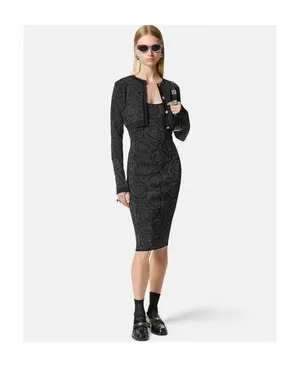 Versace Barocco Lurex Stretched Midi Dress