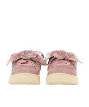 AUTRY Bloom Velvet Low Top Sneakers With Bow Detailing - Pink