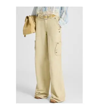 Ermanno Scervino Buttoned Wide Leg Trousers - Nude
