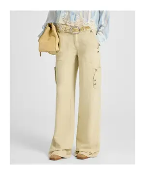 Ermanno Scervino Buttoned Wide Leg Trousers - Nude