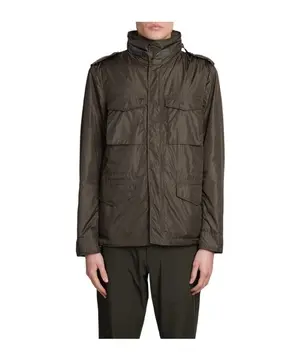 Aspesi Minifield Logo Patch Hooded Jacket - Black