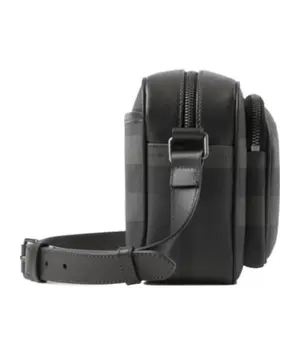 Burberry Paddy Logo Plaque Checked Messenger Bag - Gray