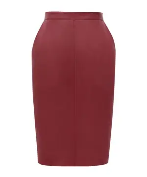 Saint Laurent High-waisted Leather Midi Skirt - Red
