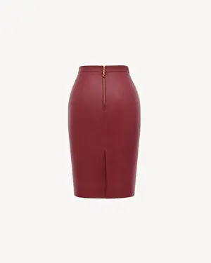 Saint Laurent High-waisted Leather Midi Skirt - Red