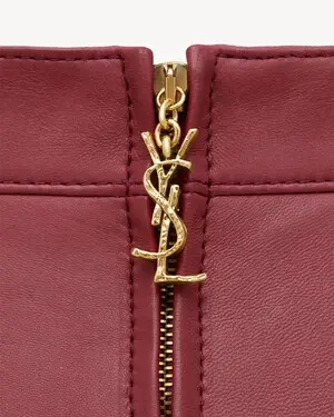 Saint Laurent High-waisted Leather Midi Skirt - Red