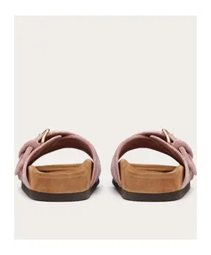 Valentino Garavani Fussfriend Velvet Slip-on Slides With Vlogo Detail - Brown