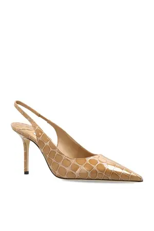 JIMMY CHOO Love 85 Slingback Pumps In Croc Effect Leather - Beige