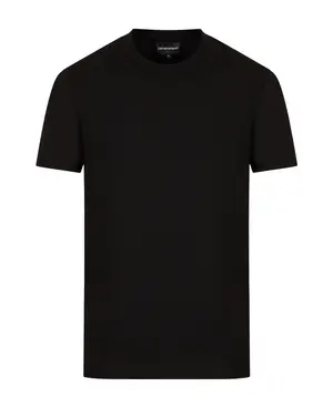 Emporio Armani Logo Jacquard Crewneck T-shirt - Black