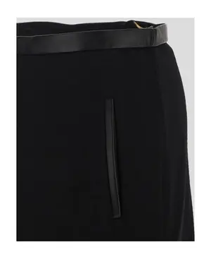 Saint Laurent Slit Detailed Belted Skirt