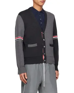 Thom Browne Color-block Buttoned Cardigan With Iconic Placket