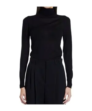 Saint Laurent Cassandre Turtleneck Long-sleeved Jumper - Black