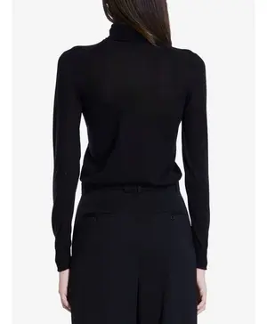Saint Laurent Cassandre Turtleneck Long-sleeved Jumper - Black