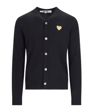 Play Comme Des Garcon Logo Patch Knitted Cardigan