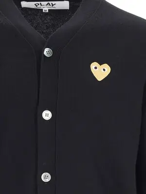 Play Comme Des Garcon Logo Patch Knitted Cardigan