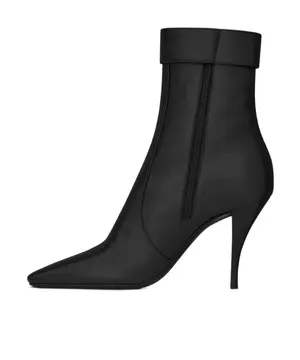 Saint Laurent Jill Square Toe Stiletto Ankle Boots With Embellished Buckle