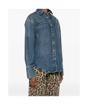 ANINE BING Dante Long Sleeved Oversized Shirt - Blue