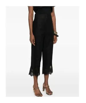 TWINSET Cropped Trousers With Lace Trim