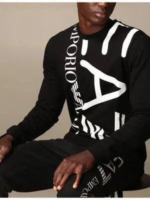 EA7 Logo Print Crewneck Sweatshirt