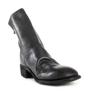 Guidi Round-head Short Boots With Rear Zipper - Black