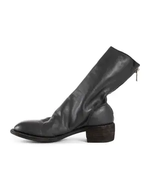 Guidi Round-head Short Boots With Rear Zipper - Black