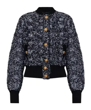 Balmain Textured Tweed Jacket With Button Closure