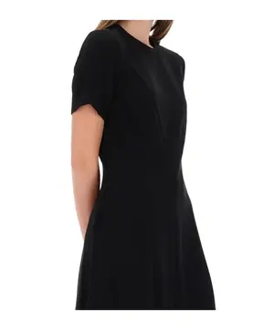 Theory Crepe Flared Hem Midi Dress
