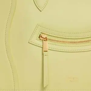 Celine Medium Pouch In Glossy Calfskin - Citrus