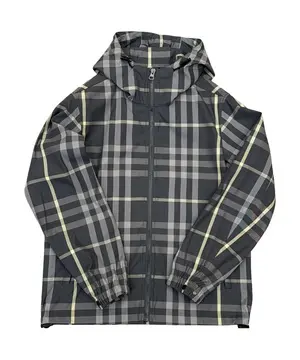 Burberry Checked Hooded Jacket - Black