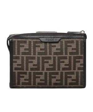 Fendi Double Baguette Ff Jacquard Shoulder Bag - Brown