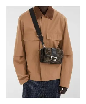Fendi Double Baguette Ff Jacquard Shoulder Bag - Brown