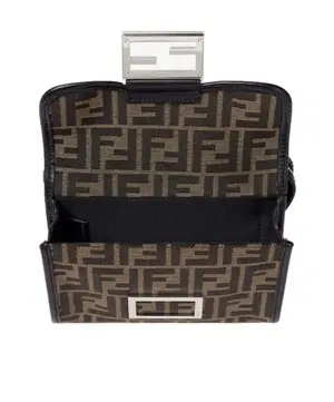 Fendi Double Baguette Ff Jacquard Shoulder Bag - Brown