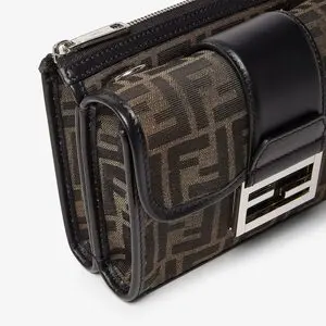 Fendi Double Baguette Ff Jacquard Shoulder Bag - Brown