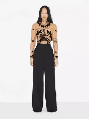 Burberry Graphic Embroidered Sheer Bodysuit