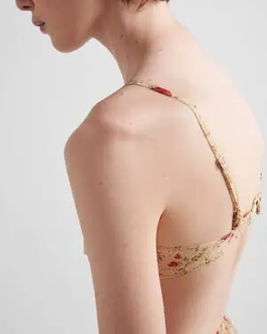 Prada Allover Floral Printed Bra