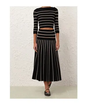 Zimmermann Striped Knit Skirt - Black/cream