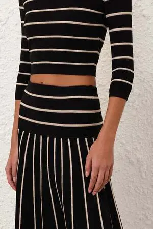 Zimmermann Striped Knit Skirt - Black/cream