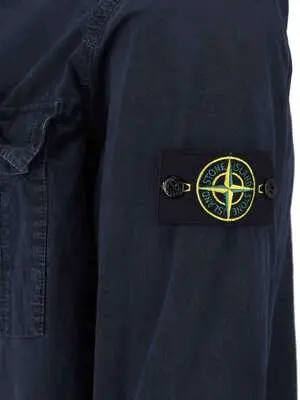 Stone Island Logo Patch Pocket Detail Shirt - Blue