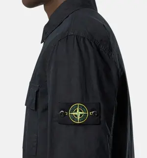 Stone Island Logo Patch Pocket Detail Shirt - Blue