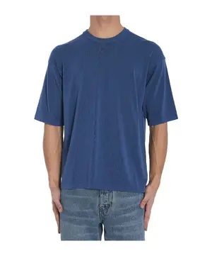 ROBERTO COLLINA Ribbed Crewneck Short Sleeve Knitwear