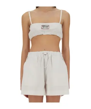 Moschino Spaghetti Strap Crop Top - White