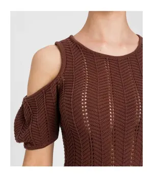TWINSET Knitted Dress With Fringe And Cold Shoulder Detail