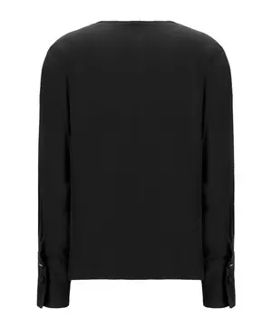 Hugo Boss V-neck Blouse With Pleated Front - Black
