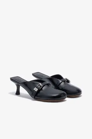 GANNI Sue Heeled Mules In Oleatex - Black
