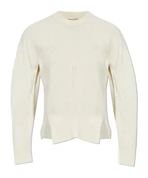 Alexander McQueen Chevron Corset Crewneck Jumper - White