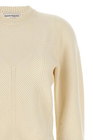 Alexander McQueen Chevron Corset Crewneck Jumper - White