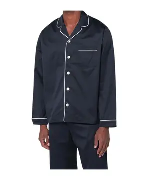 TEKLA Piped Pyjama - Black