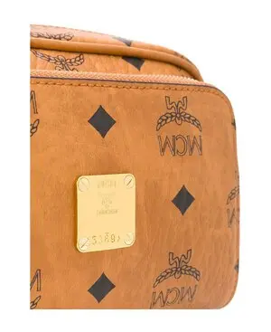 Mcm Visetos Logo Plaque Crossbody Bag - Brown