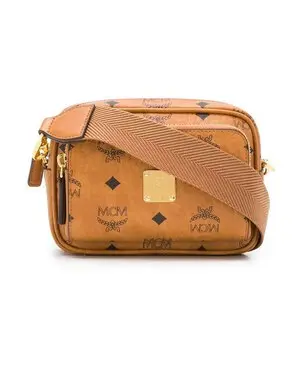 Mcm Visetos Logo Plaque Crossbody Bag - Brown