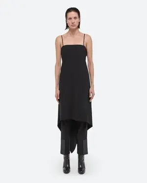 Helmut Lang Square Neck Asymmetric Hem Midi Dress