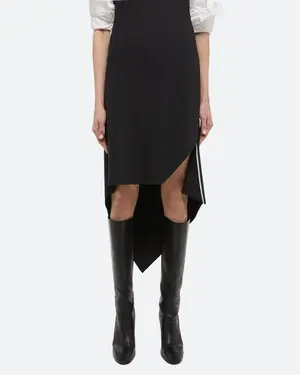 Helmut Lang Square Neck Asymmetric Hem Midi Dress